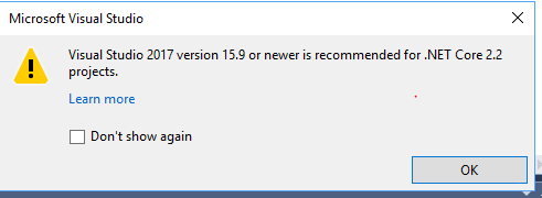 The dialog shows error message when opening 2.2 Preview 1 project on 15 ...