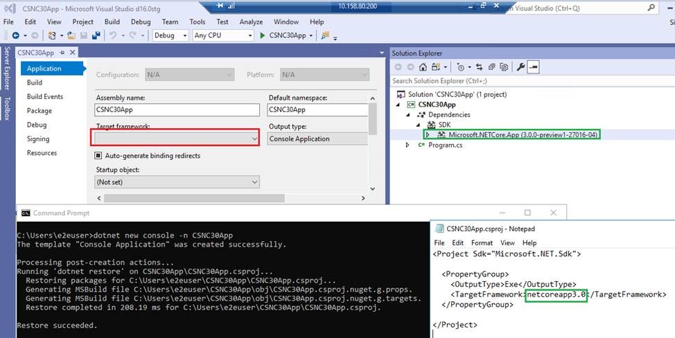 In VS, open the .NET Core 3.0 project which is created via cli, in ...