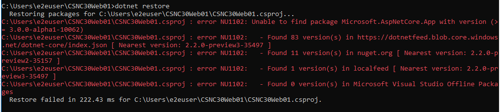For .NET Core 3.0, create a .net core ASP.NET Core web/webapi/mvc project via CLI, dotnet ...