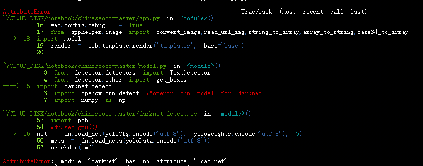 AttributeError: module 'darknet' has no attribute 'load_net' · Issue #63 · chineseocr/chineseocr ...