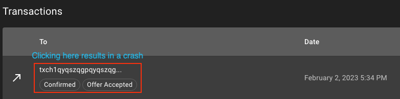 Gui Crash When Clicking On A Completed Offer Transaction In Wallet History · Issue 1418 · Chia 