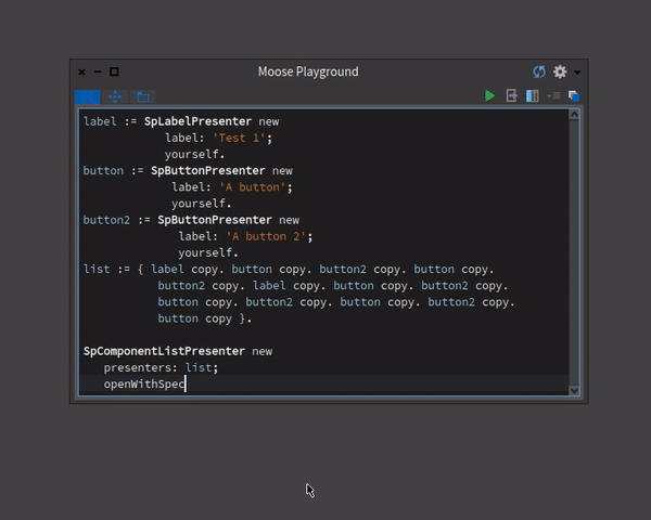 SpComponentListPresenter always hides the last presenter · Issue #1129 · pharo-spec/Spec · GitHub