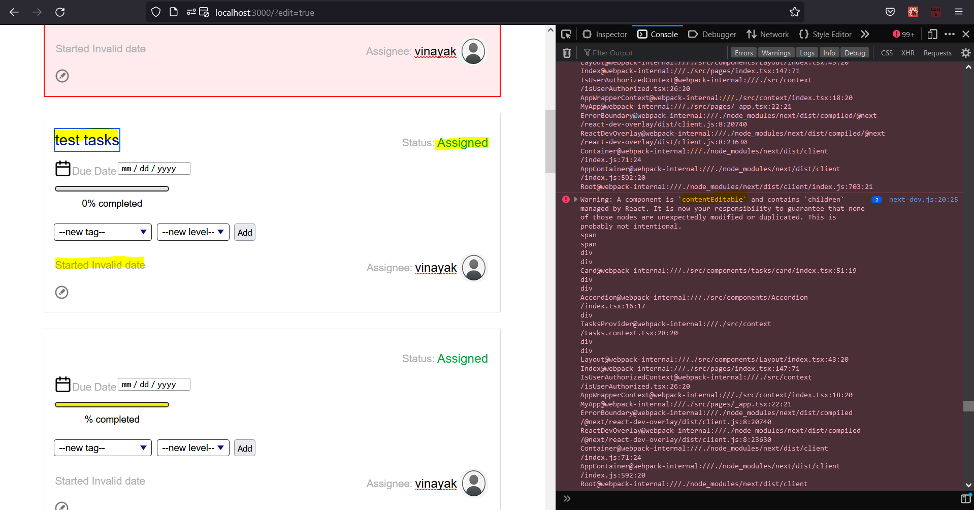 Fix React ContentEditable Error · Issue #365 · Real-Dev-Squad/website-status · GitHub