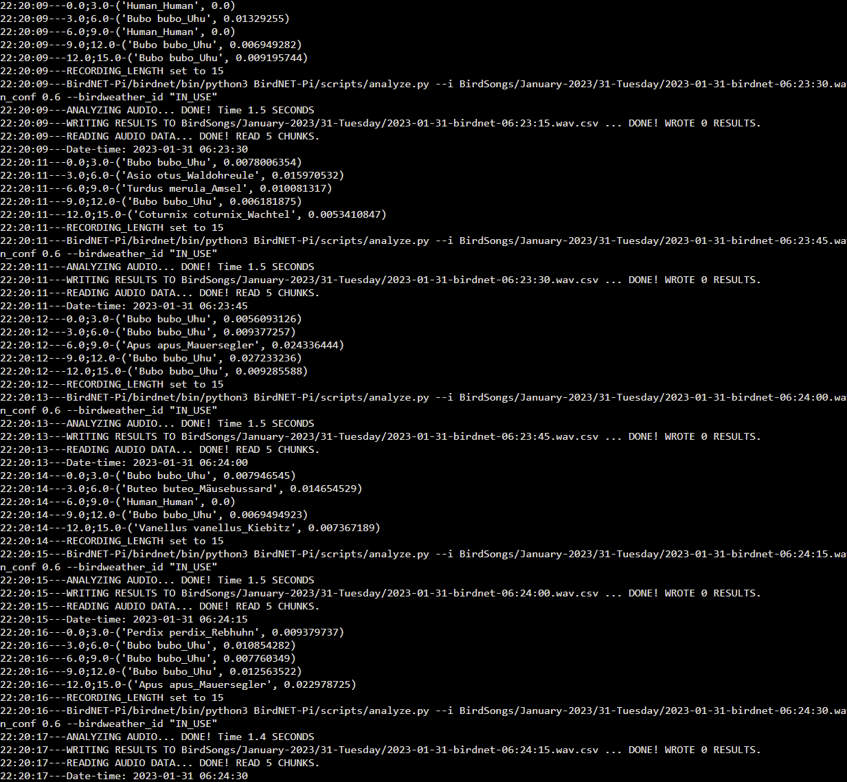not detecting birds but constantly analyzing · mcguirepr89 BirdNET-Pi · Discussion #721 · GitHub