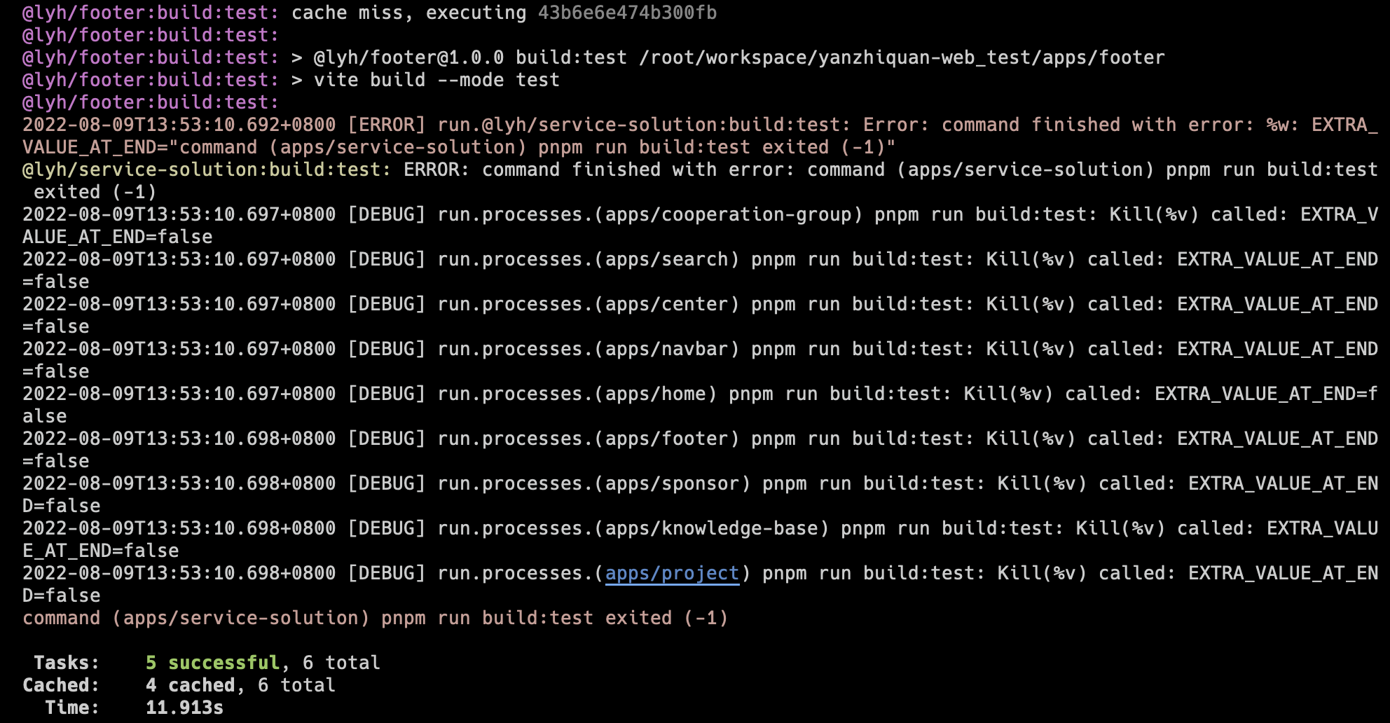 ERROR: command finished with error · Issue #1648 · vercel/turbo · GitHub