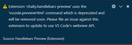 Replace dependency on 'vscode.previewHtml' · Issue #10 · chaliy/vscode-handlebars-preview · GitHub