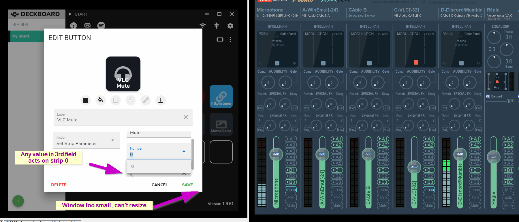 [BUG] Voicemeeter extension, can't add any action. · Issue #546 · rivafarabi/deckboard · GitHub