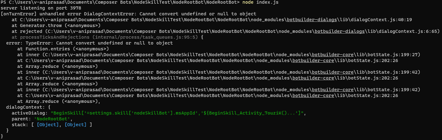 Composer bot using the Orchestrator recognizer fails with null error on 4.18.0 and greater ...