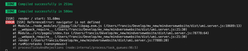 Bug 开启了ssr，在useeffect 会报错 · Issue 10080 · Umijsumi · Github 