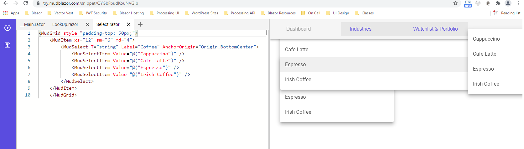 MudMenu and MudSelect rendering multiple popovers · Issue #3249 · MudBlazor/MudBlazor · GitHub