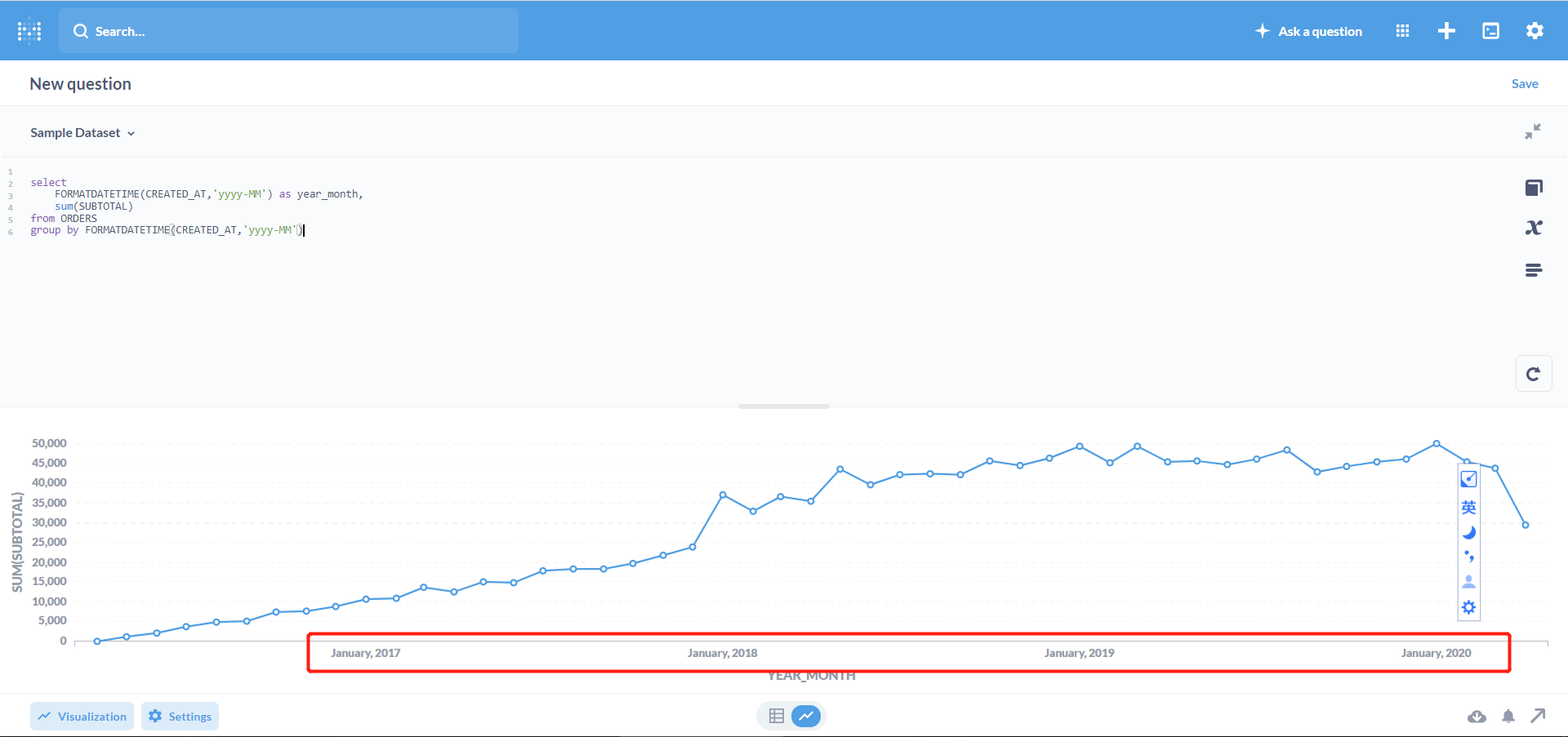 The date format is wrong in the x-axis of the graph · Issue #15328 · metabase/metabase · GitHub