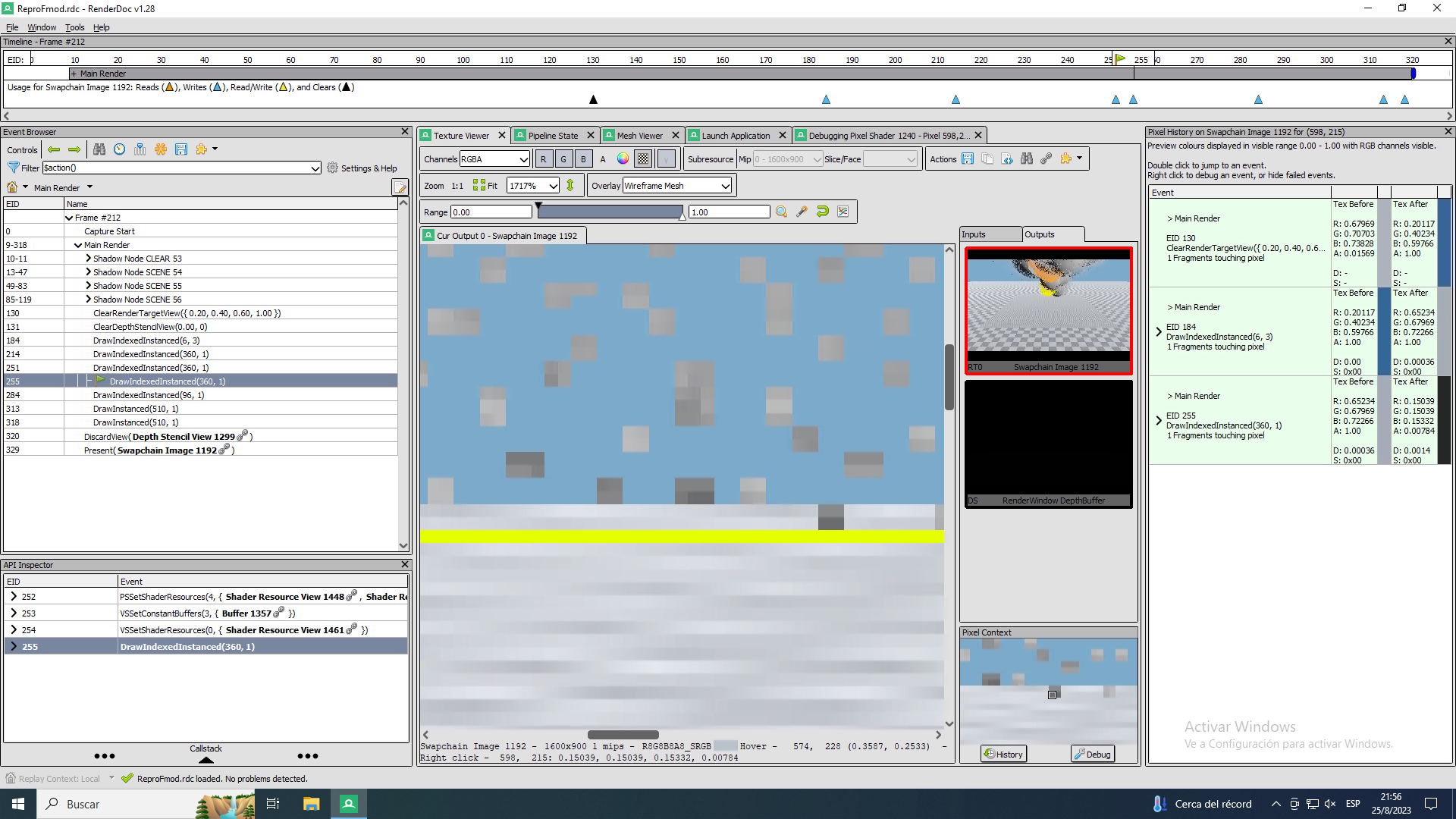 Pixel History And Its Emulator Does Not Match What The Hwwarp Is