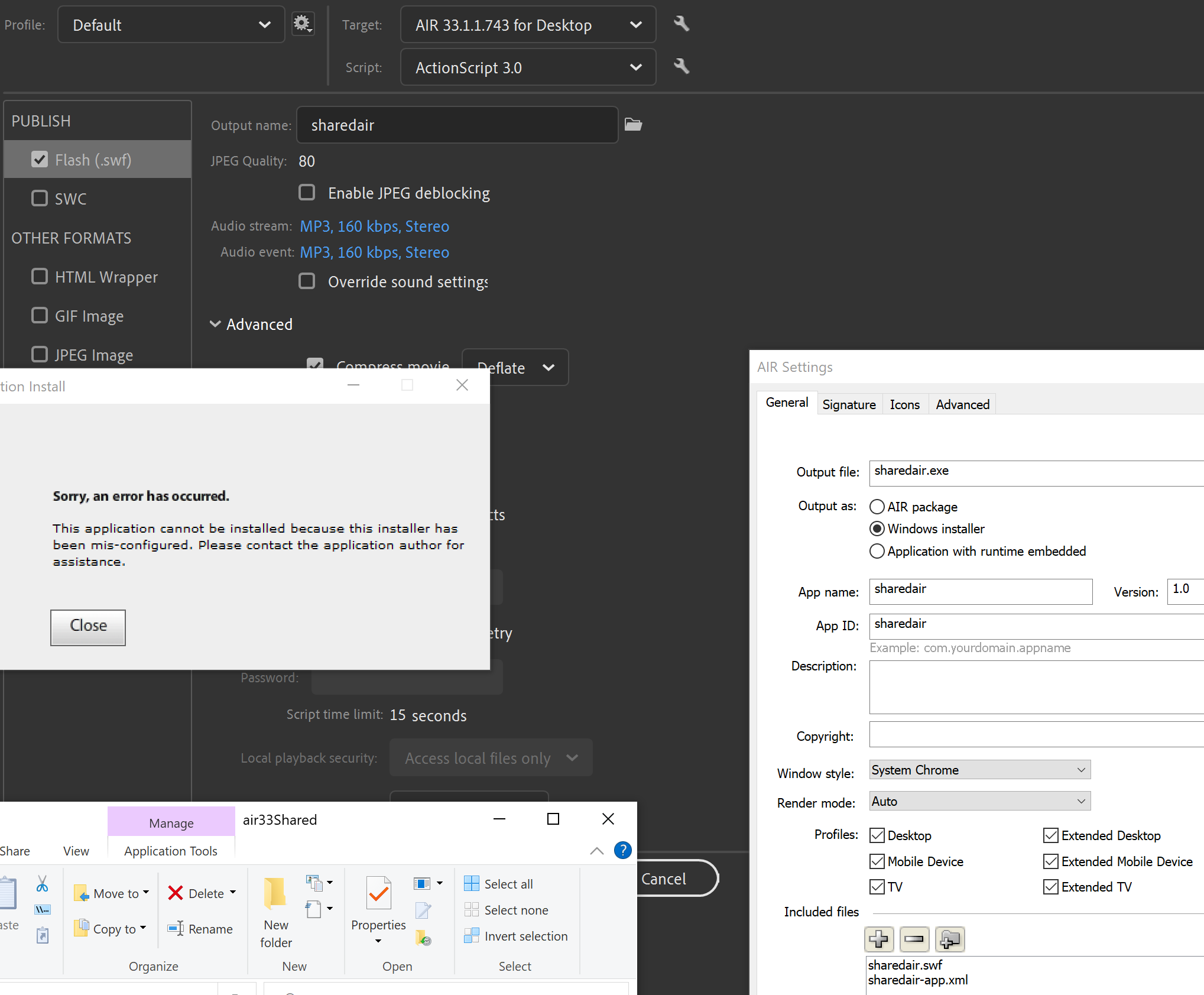 AIR SDK 33 - Animate CC -> Native Installer error · Issue #1715 · airsdk/Adobe-Runtime-Support ...