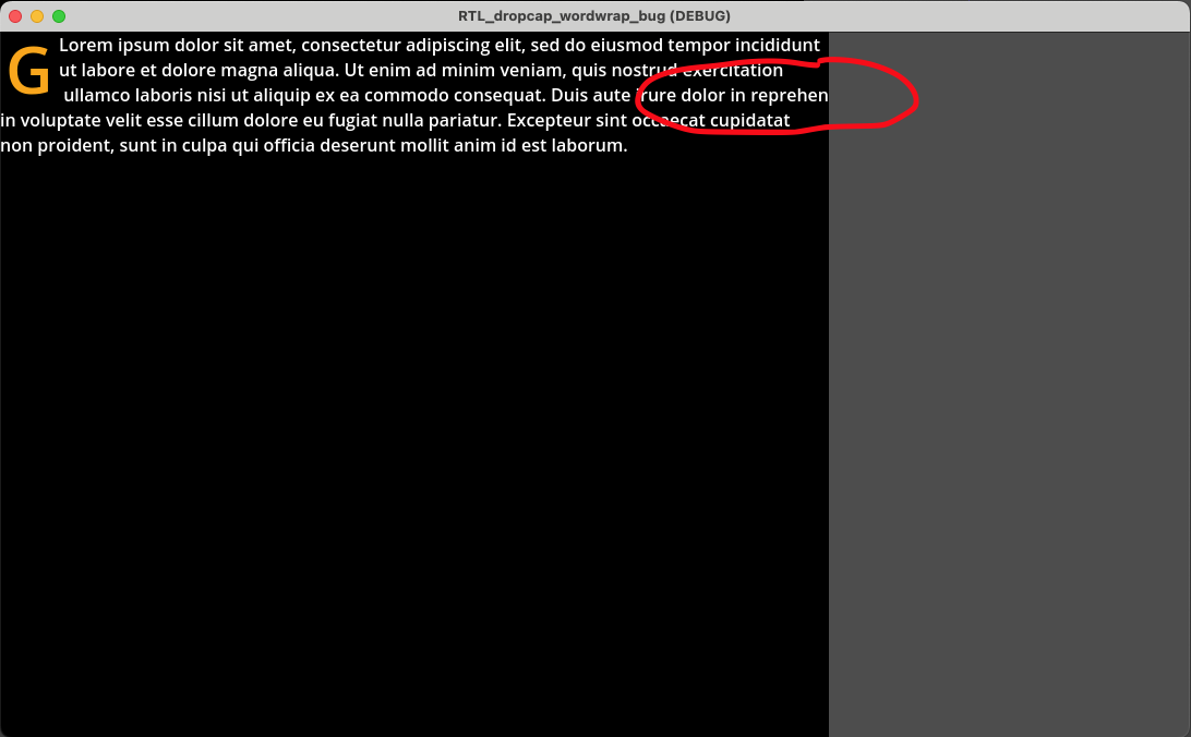 RichTextLabel: Last line adjacent to dropcap has incorrect word wrap · Issue #84073 ...