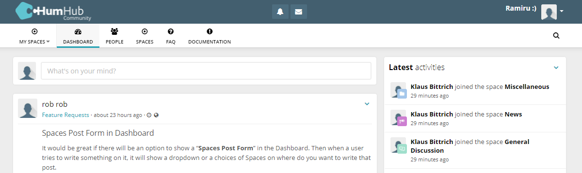 Spaces Post Form in Dashboard · Issue #5396 · humhub/humhub · GitHub