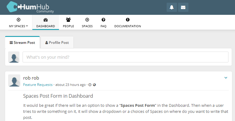 Spaces Post Form in Dashboard · Issue #5396 · humhub/humhub · GitHub