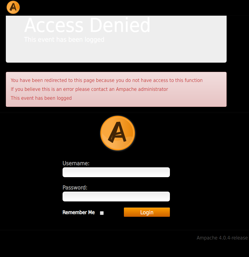 Access Denied - This event has been logged · Issue #2277 · ampache/ampache · GitHub