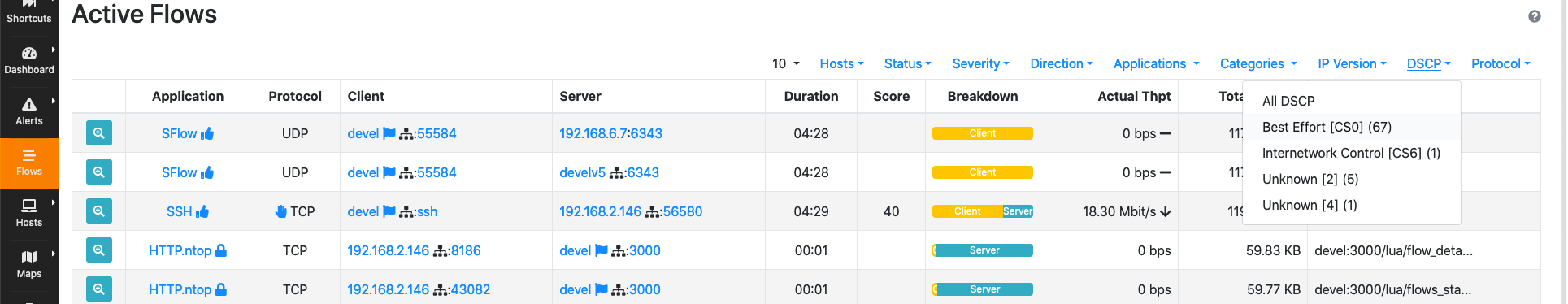 Possibility to filter out flows with a certain DSCP value in ntopng · Issue #4933 · ntop/ntopng ...