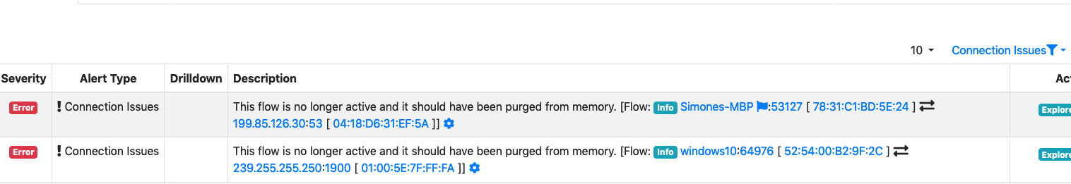 Connection issues alert type is not valid for flows that haven't been ...