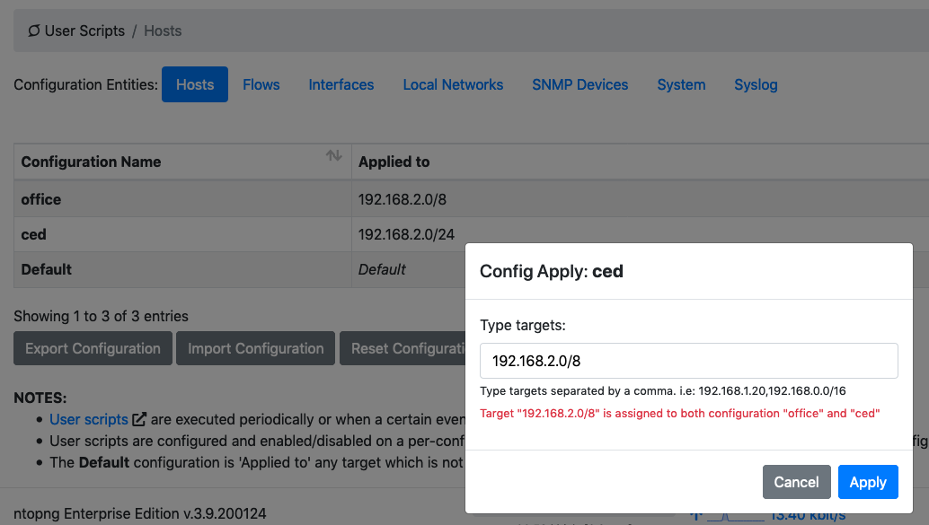 User Scripts errors in Apply To · Issue #3322 · ntop/ntopng · GitHub