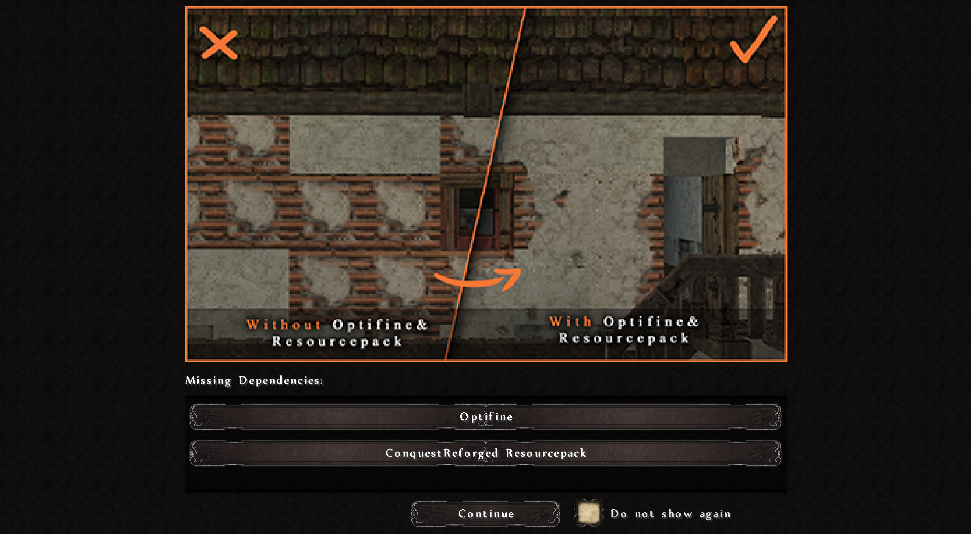 Slight GUI changes to Optifine/Resourcepack warning · Issue #85 ...