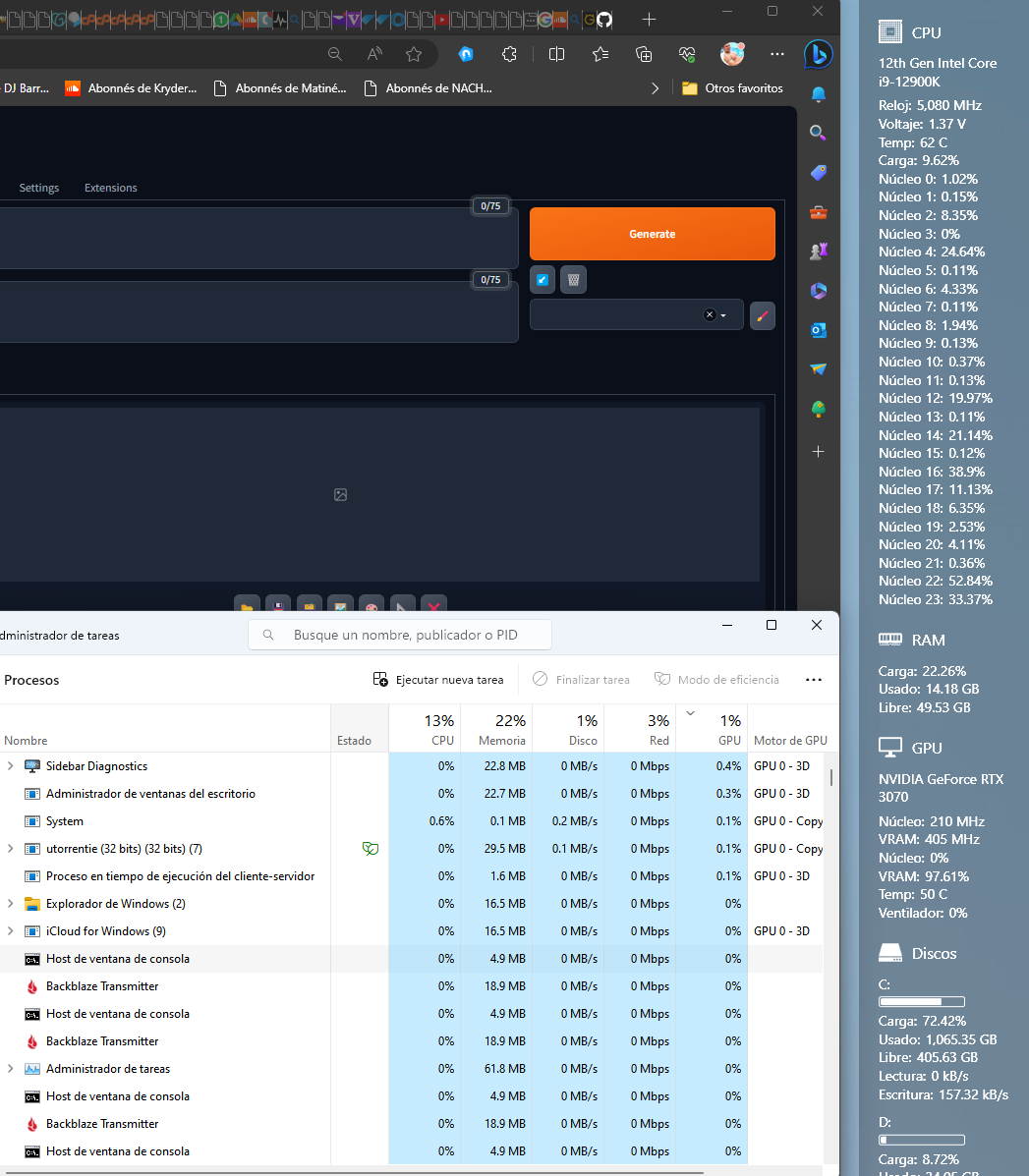 My 3070 GPU vram runs at 100 percent just from opening stable diffusion. Ithen can't generate ...