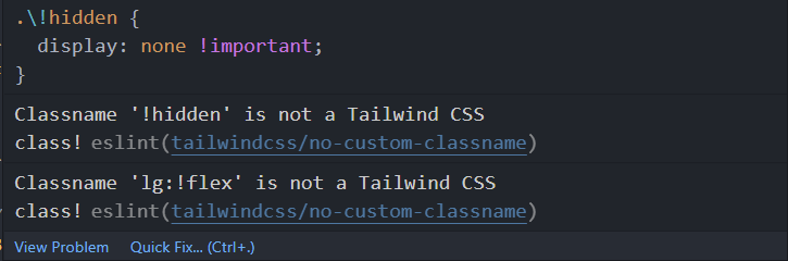 [BUG] Important marker throws warning on flex and hidden displays but not on block · Issue #82 ...