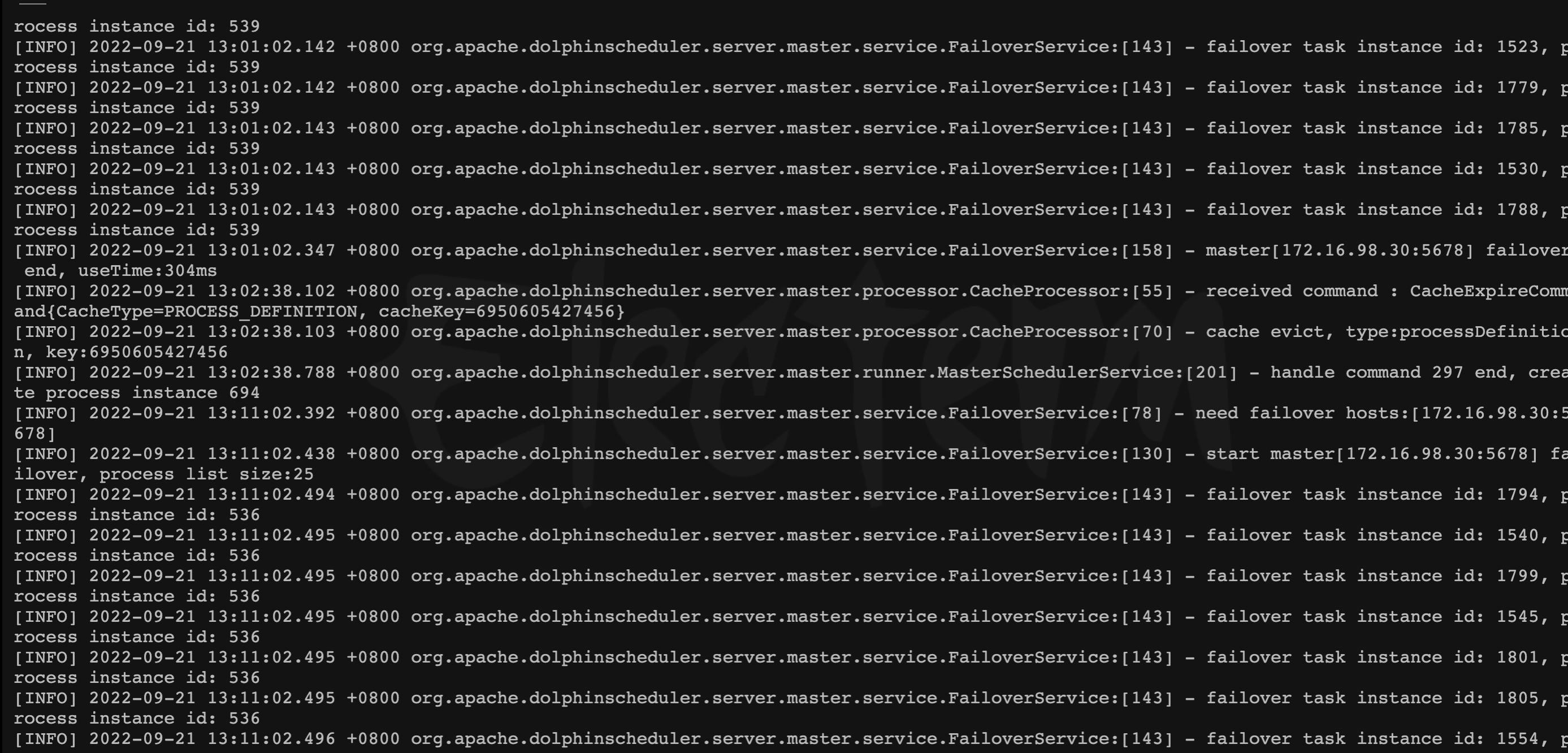 [Bug] [Master] can't execute workflowThread#startProcess when have more failover processInstance ...