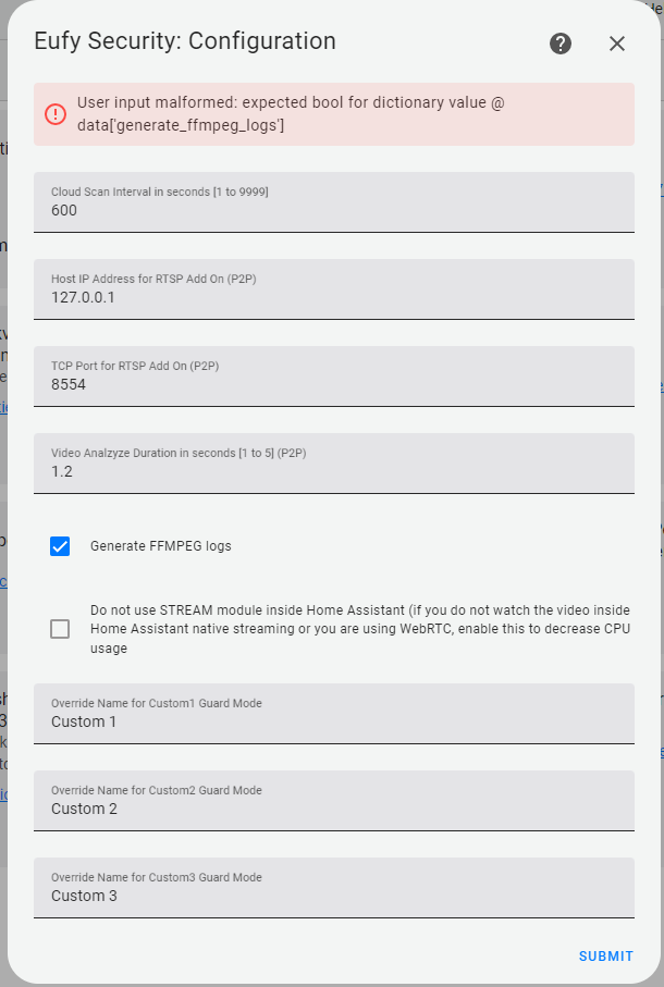"Eufy Security: Configuration" dialogue box sends error · Issue #662 · fuatakgun/eufy_security ...