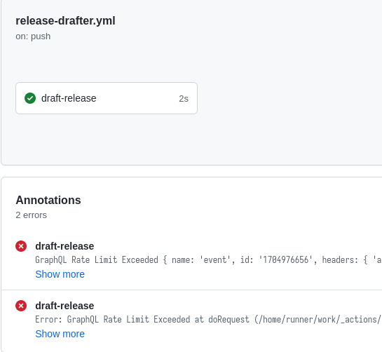 Handle / warn about API rate limits? · Issue #1018 · release-drafter/release-drafter · GitHub
