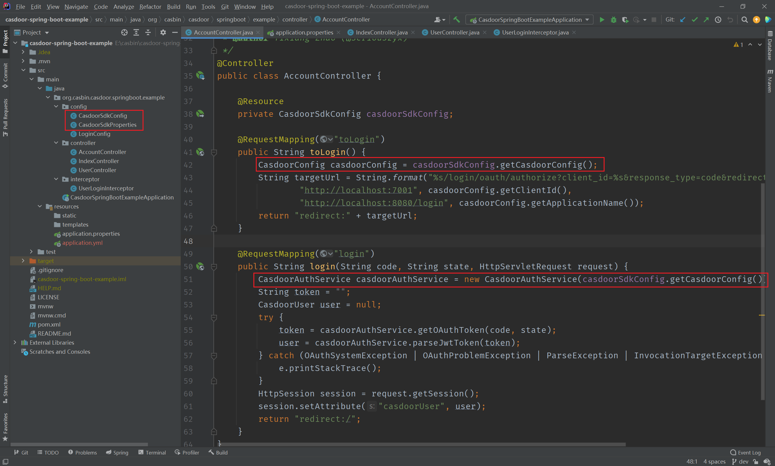What's the difference between casdoor-spring-boot-starter and casdoor-spring-boot-example ...