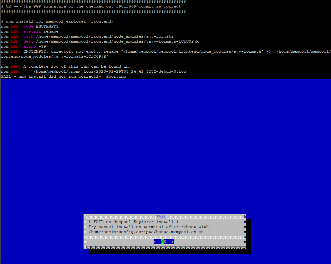 Mempool and Thunderhub can not be installed · Issue #3640 · raspiblitz/raspiblitz · GitHub
