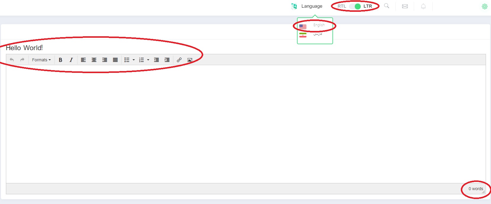 Switching between some component's settings on direction and language change (specially RTL ...