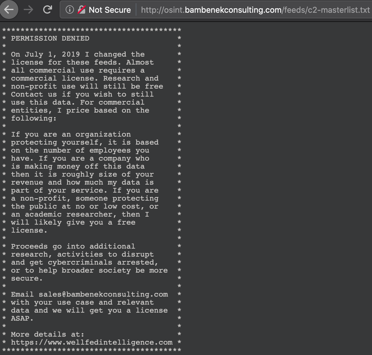 Restrictions on BambenekOsintIpmaster feed · Issue #618 · yeti-platform/yeti · GitHub