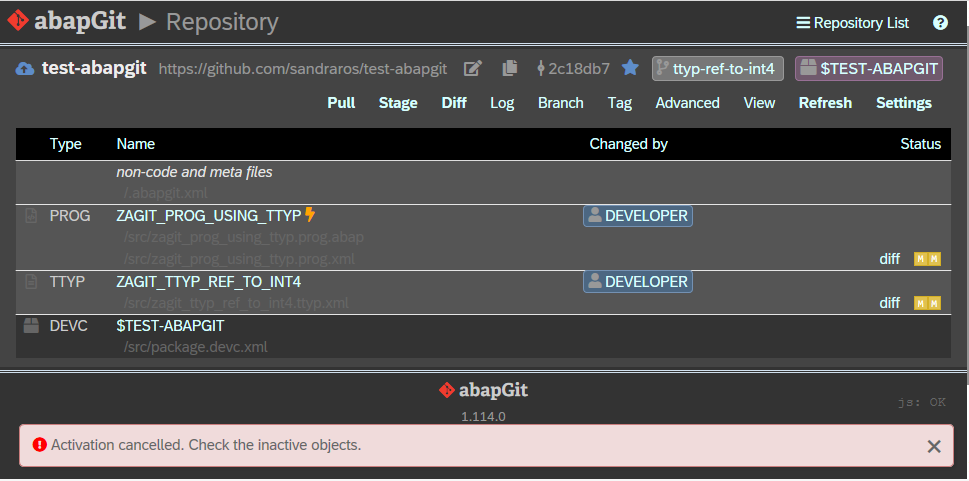 Ttyp Pull Activation Fails For Ddic Table Type Ref To Int4 · Issue 5383 · Abapgit Abapgit · Github