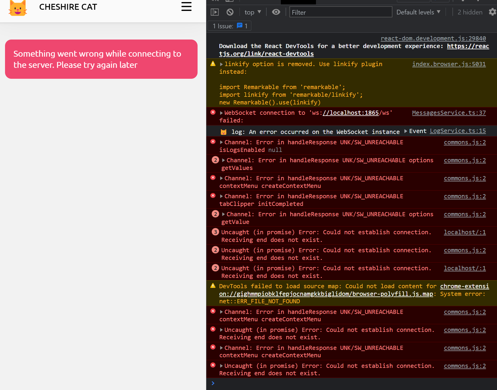 After today Update "Something went wrong... " · Issue #174 · cheshire-cat-ai/core · GitHub