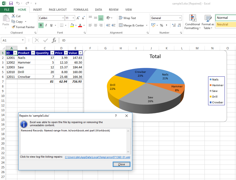 Sample5 Generates A Broken File Which However Can Be Repaired By The Excel 2013 · Issue 81