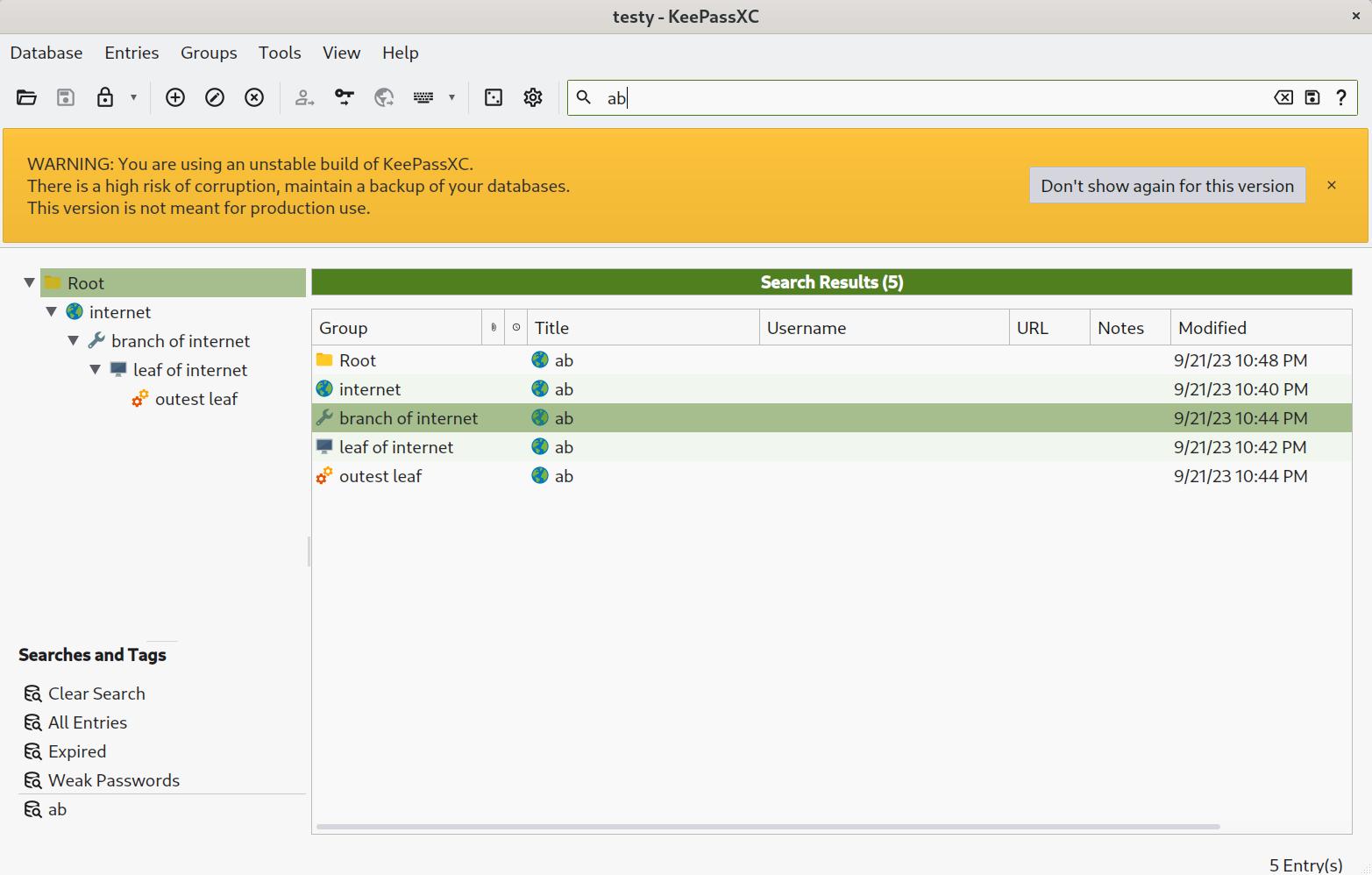 First entry is not selected when a search is performed · Issue #9865 · keepassxreboot/keepassxc ...