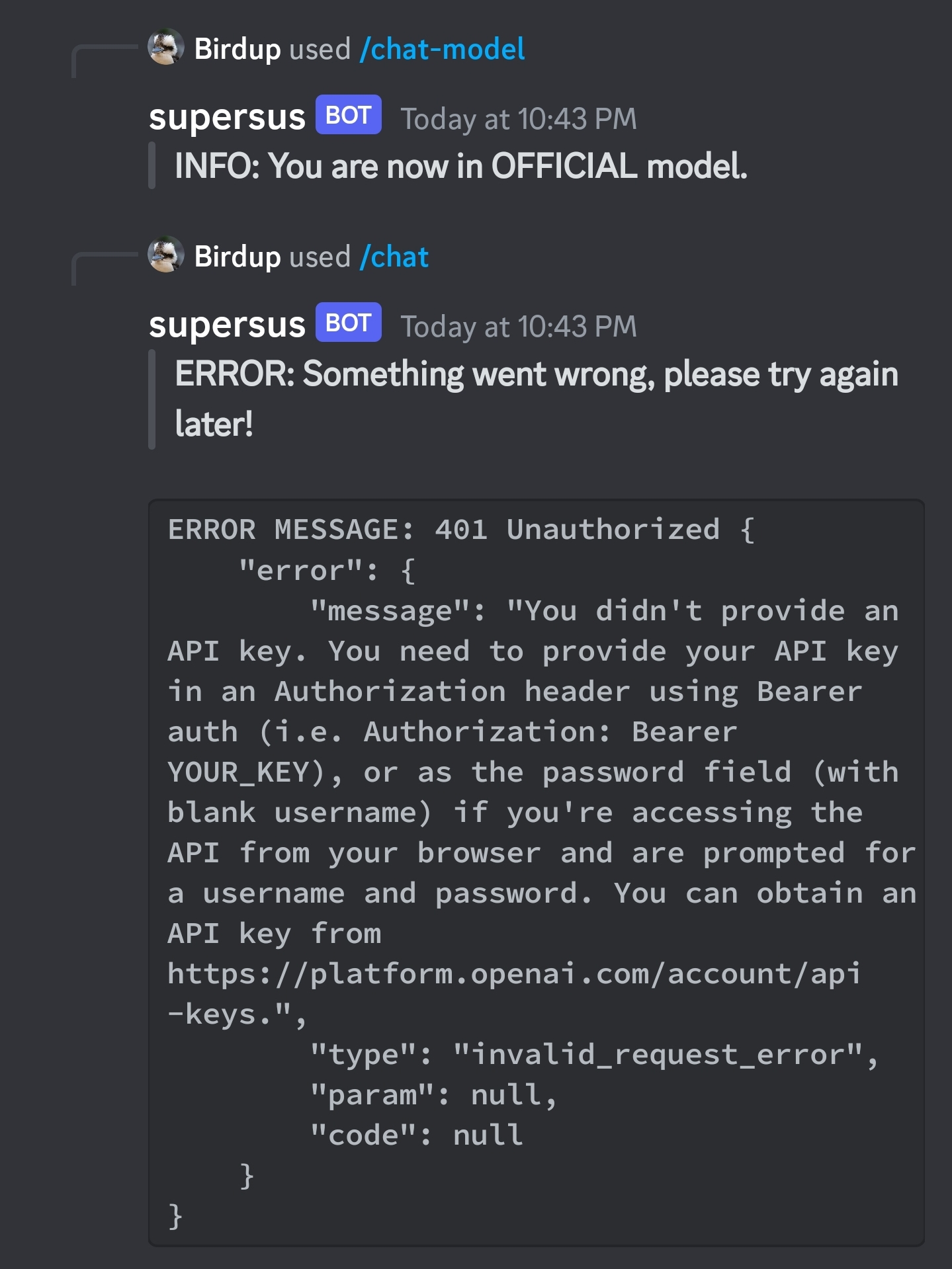 Bot not authenting through session tokens · Issue #395 · Zero6992/chatGPT-discord-bot · GitHub