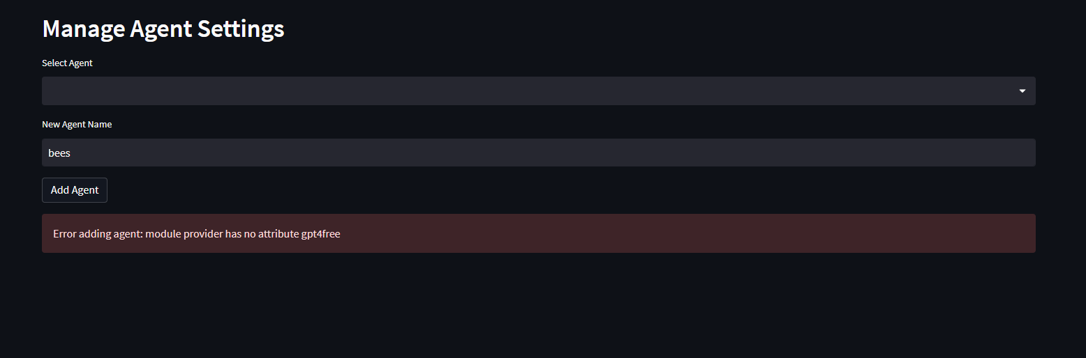 Error Adding Agent Module Provider Has No Attribute Gpt4free · Issue 438 · Josh Xtagixt · Github