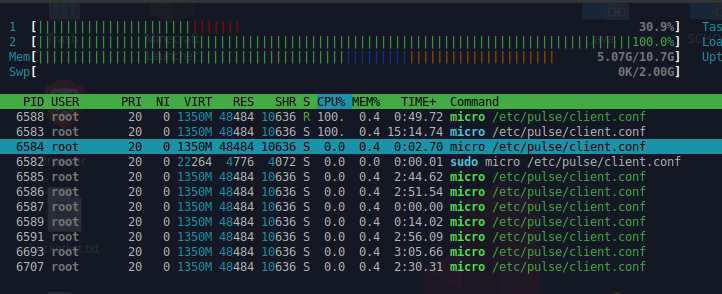 Micro 100% CPU consumption · Issue #2148 · zyedidia/micro · GitHub