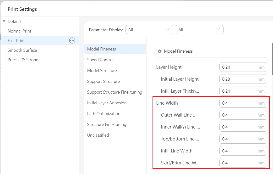 BUG: Nozzle diameter is not associated with line width · Issue #1960 · Snapmaker/Luban · GitHub
