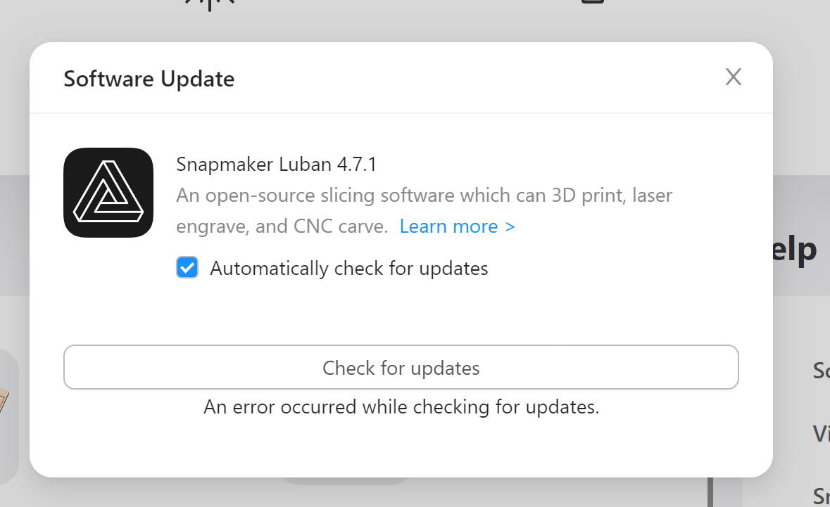 Bug: Update prompt shows an error message · Issue #2075 · Snapmaker/Luban · GitHub