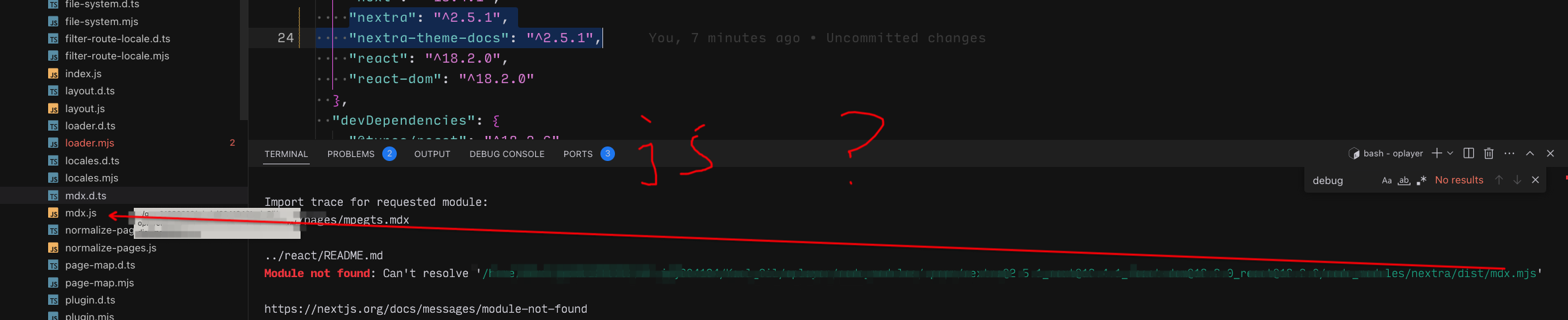 2.5.0 -> 2.5.1 faild load mdx.mjs · Issue #1842 · shuding/nextra · GitHub