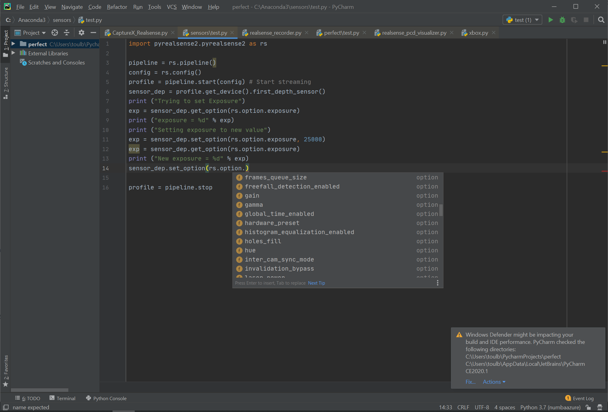 HDR parameter with python (parameter not exposed) · Issue #7874 · IntelRealSense/librealsense ...