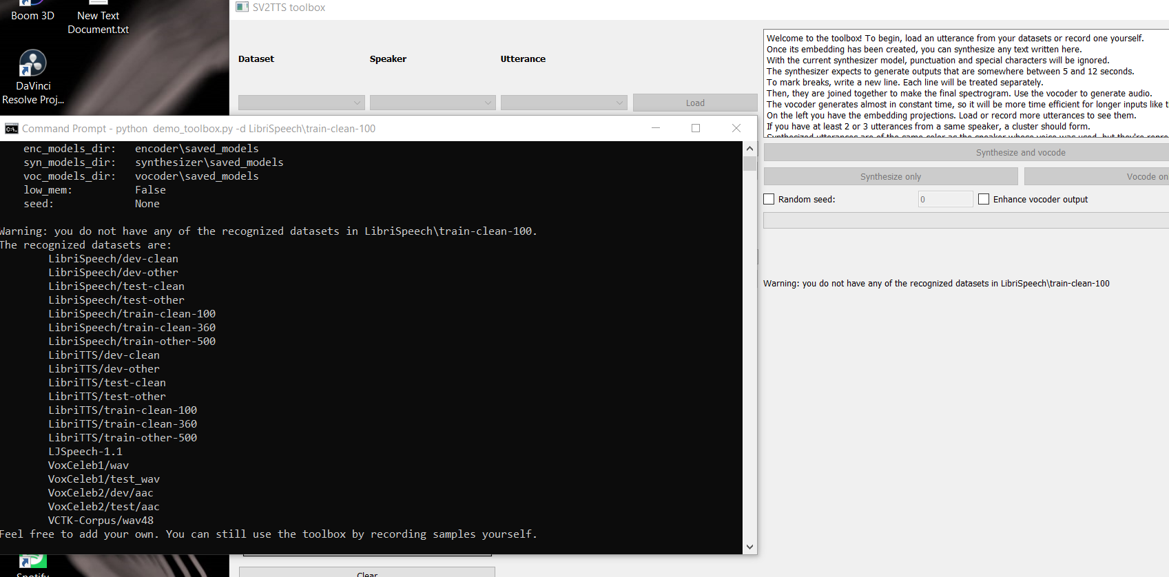 Warning: You do not have any of the recognized datasets in LibriSpeech/train-clean-100 · Issue ...