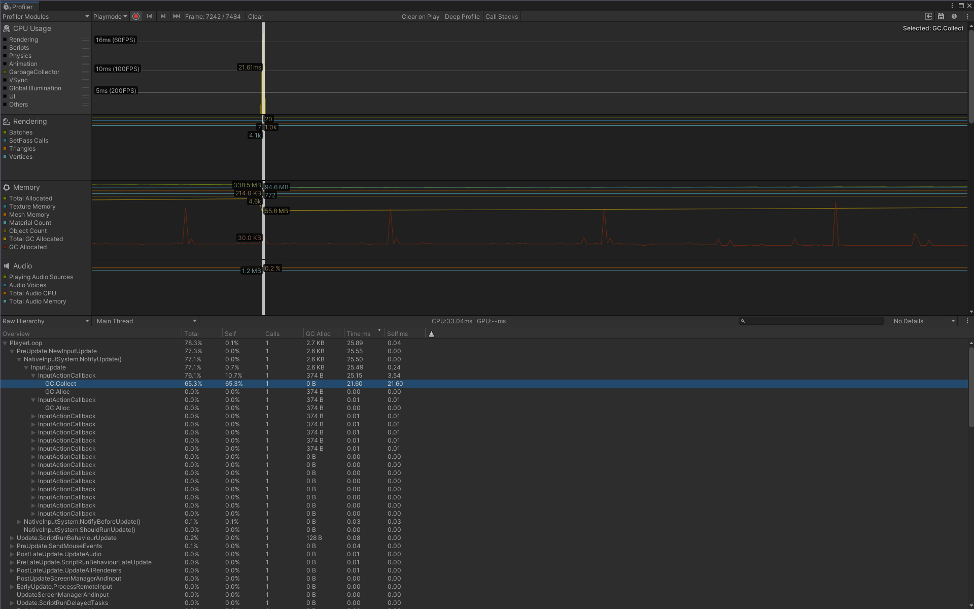 GC Spike in InputActionCallback, causes noticable glitches · Issue ...