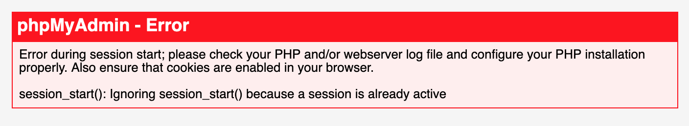 PHP session errors details are missing on error page · Issue #17084 · phpmyadmin/phpmyadmin · GitHub