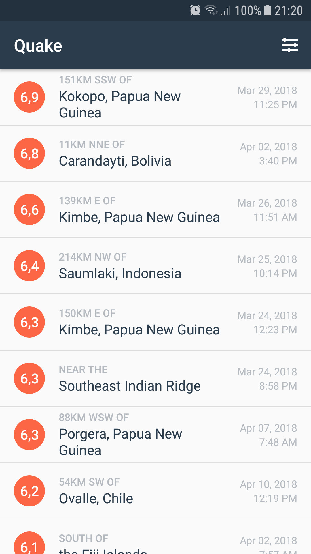 GitHub - sbezjak/Quake: App that displays a list of earthquakes.